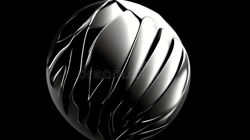 Abstract Animation with a Silver Geometric Shape on a Black Background ...