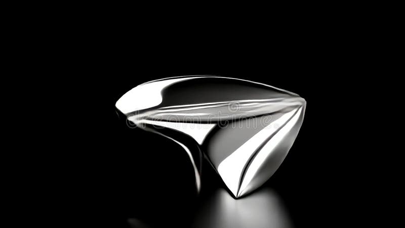 Abstract Animation with a Silver Geometric Shape on a Black Background ...