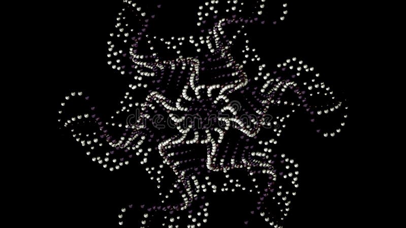 Abstract Animation Of Silver Pattern Rotating Isolated On Black ...