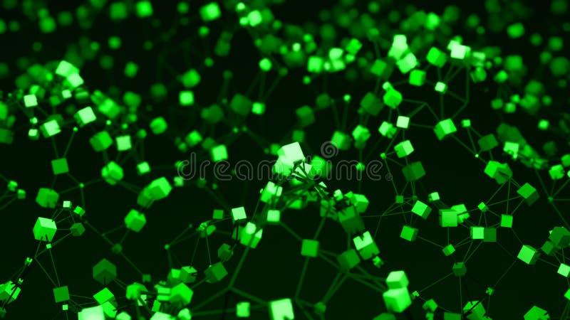 Abstract Animation of Waves Made of Cubes and Grid. Design. Colored ...