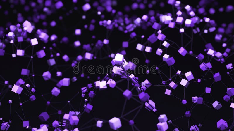 Abstract Animation of Waves Made of Cubes and Grid. Design. Colored ...