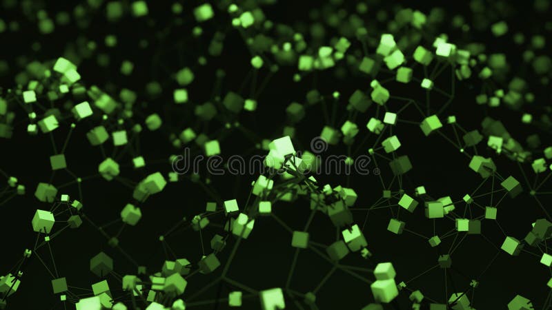 Abstract Animation of Waves Made of Cubes and Grid. Design. Colored ...