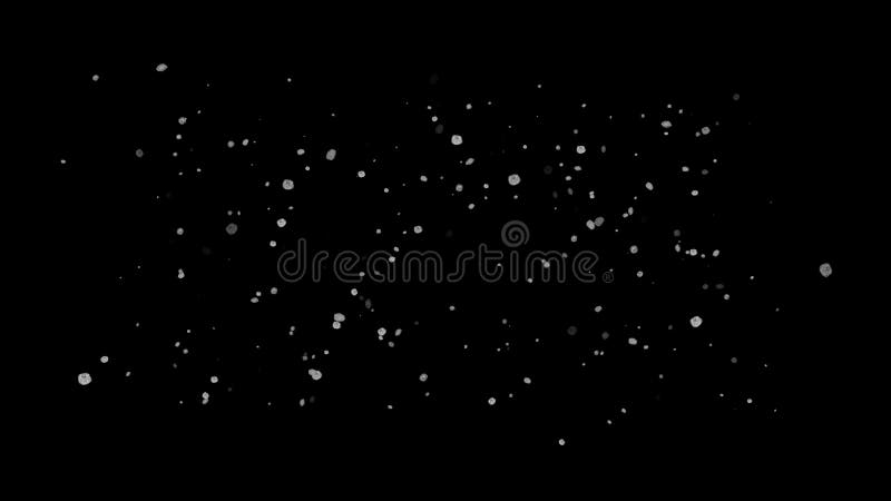 Abstract Animation of White Particles Floating on Black Background ...