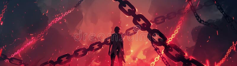 Abstract Anime Background with Chains Stock Photo - Image of black ...