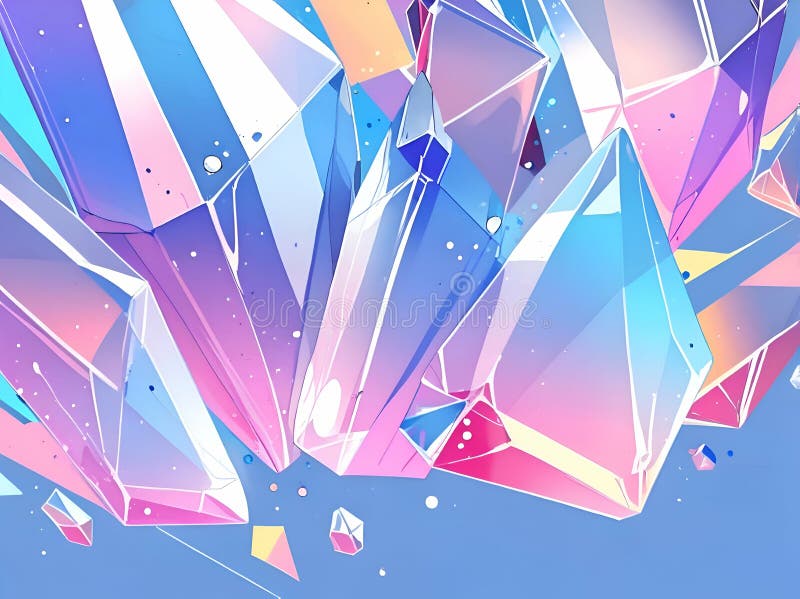 Abstract Anime Geometric Crystal Background, Iridescent Texture Stock ...