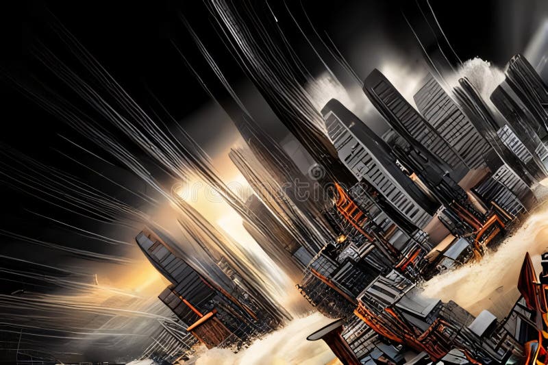 Abstract Apocalyptic Scenario with Surreal and Cubist Elements, with ...