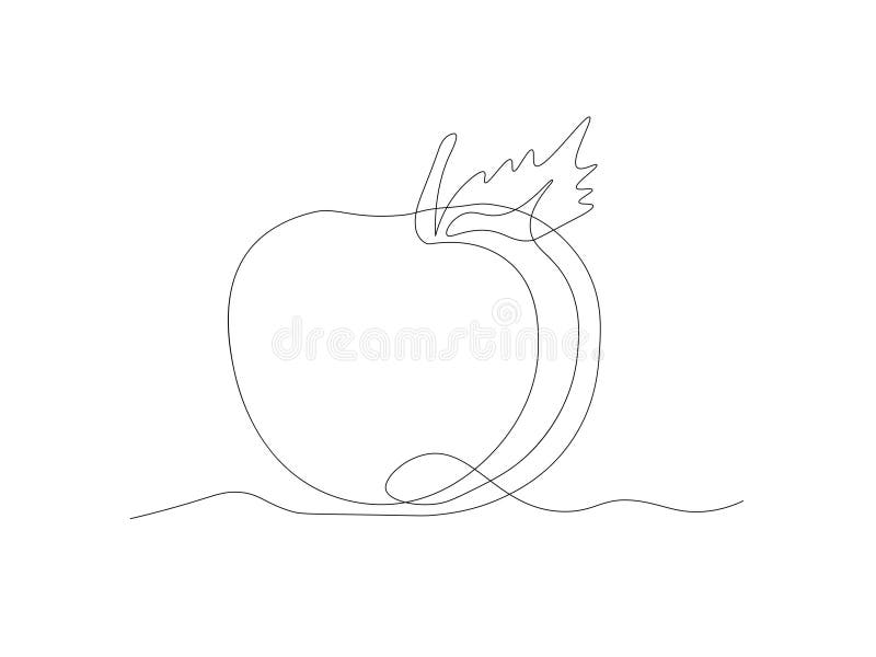 Apple in Continuous Line Art Drawing Style. One Apple Minimalist Black ...
