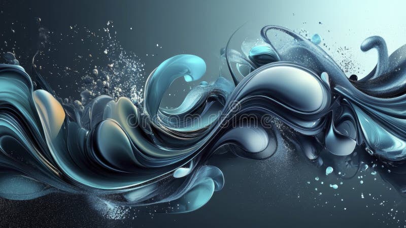 Abstract Aqua Wave with Splash Fluid Design Background Stock ...