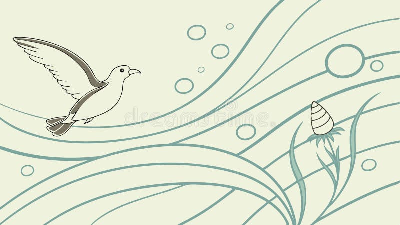 Abstract Aquatic Pattern with Wavy Lines and Bubbles, Vector Design ...