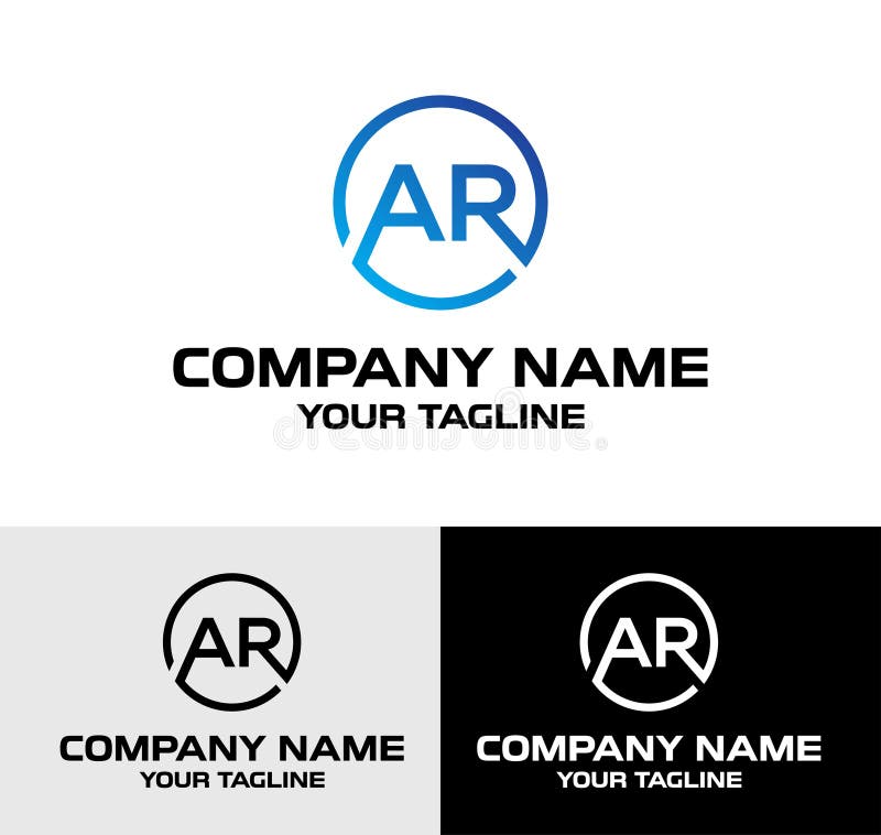 Abstract AR Letter Rounded Circle Shaped Vector Technology Brand Logo ...