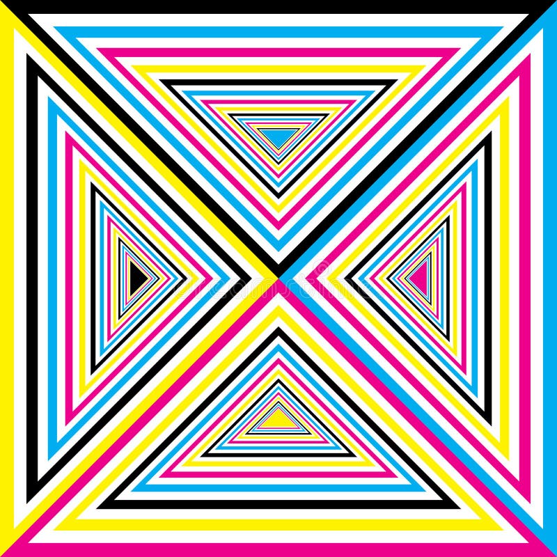 Abstract Arabesque CMYK Triangle Game Squared Perspective Stock Vector ...