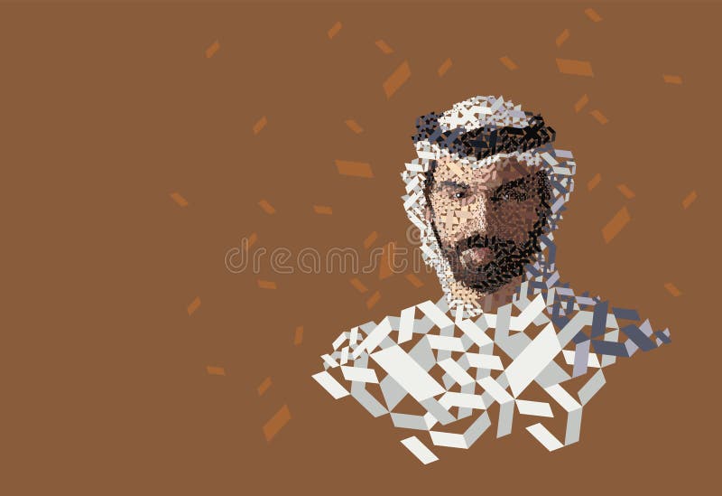 Abstract Illustration of Arabic Man in Traditional Muslim Hat Formed ...