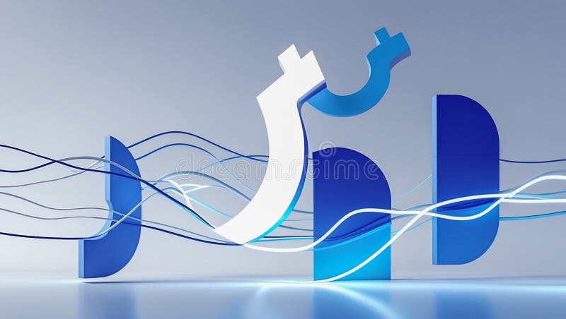 Abstract Arabic Typography with Blue 3D Elements Stock Illustration ...
