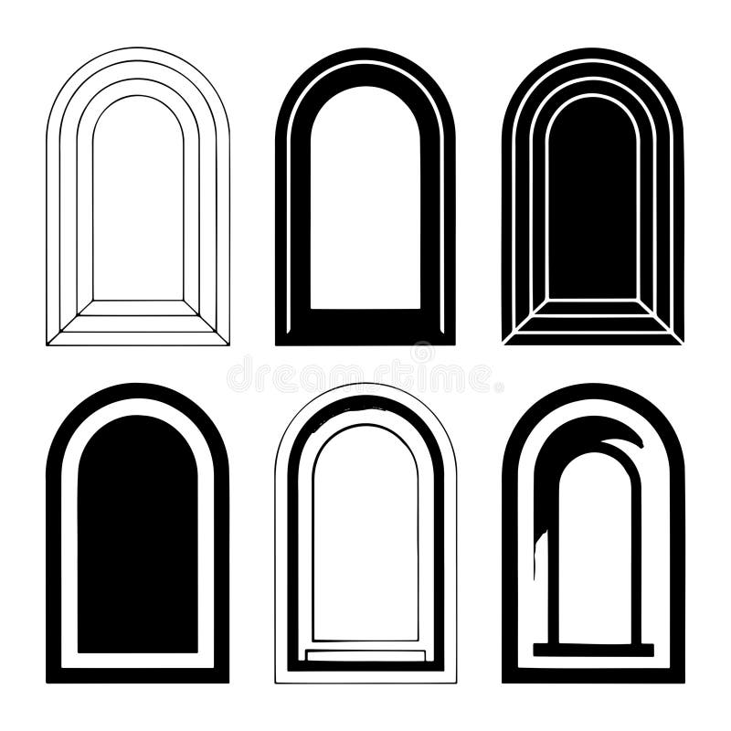 Abstract Arches and Rectangular Forms in Black and White Doorway ...