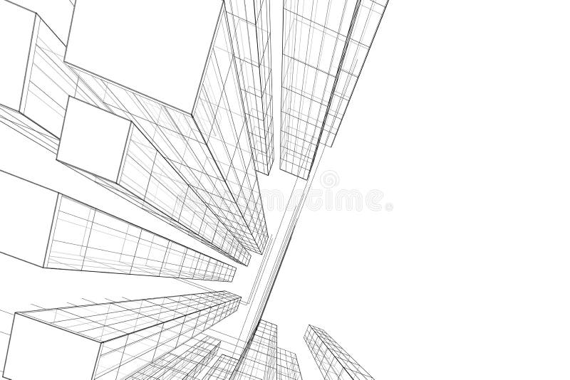 Architecture Building 3d. Concept Sketch. White Backdrop Stock ...
