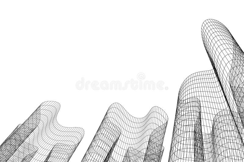 Abstract Architectural Background. Building from the Lines. Futuristic ...