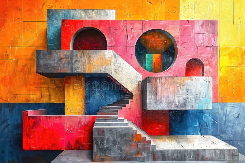 Abstract Architectural Background 3D Modern Art Concepts, Simple Shapes ...