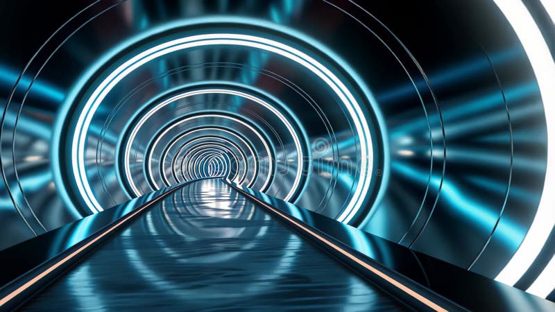 Futuristic Tunnel with Light, Reflections, and an Interior View ...