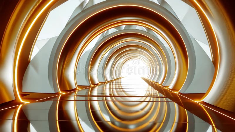 Futuristic Tunnel with Light, Reflections, and an Interior View. Abstract Architecture ...