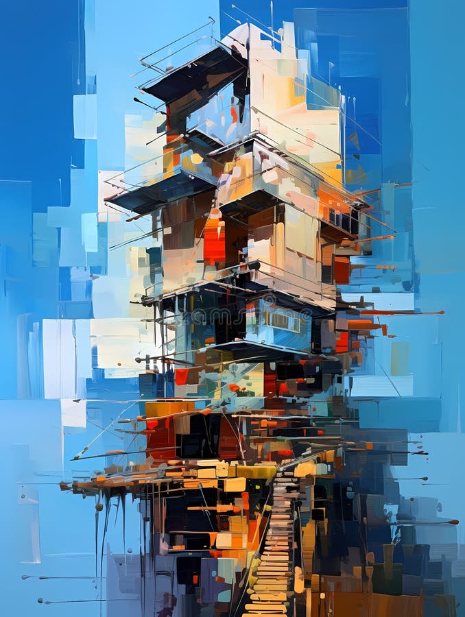 Abstract Architectural Background. Oil Painting in Impressionism Style ...