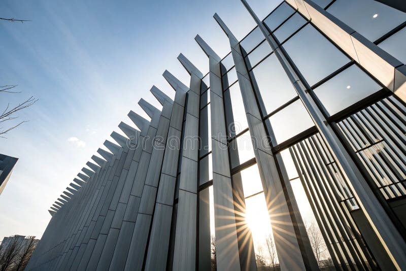 Abstract Architectural Background, Vertical Geometric Shapes, Sun ...