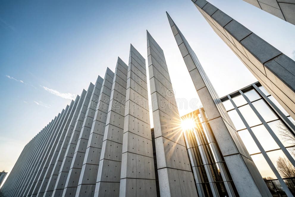 Abstract Architectural Background, Vertical Geometric Shapes, Sun ...