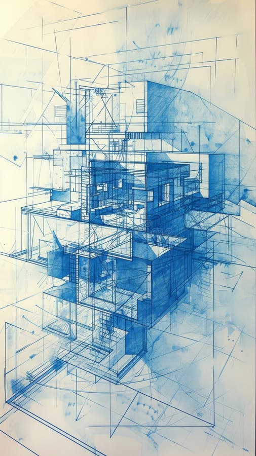 Abstract Architectural Blueprint with Detailed Layers Stock Image ...