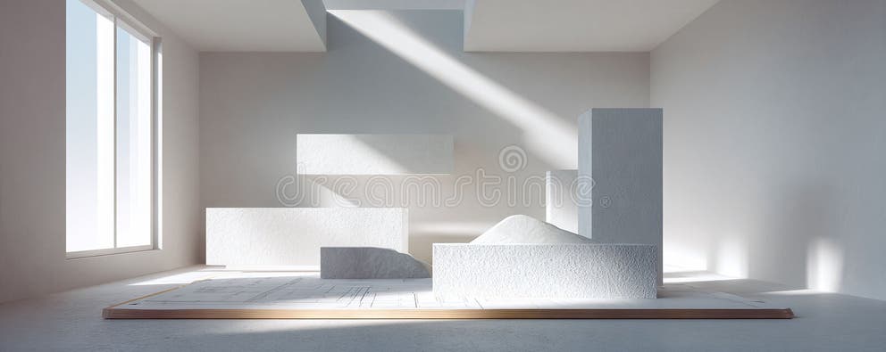 Abstract Architectural Composition Featuring Minimalist Geometric Forms ...