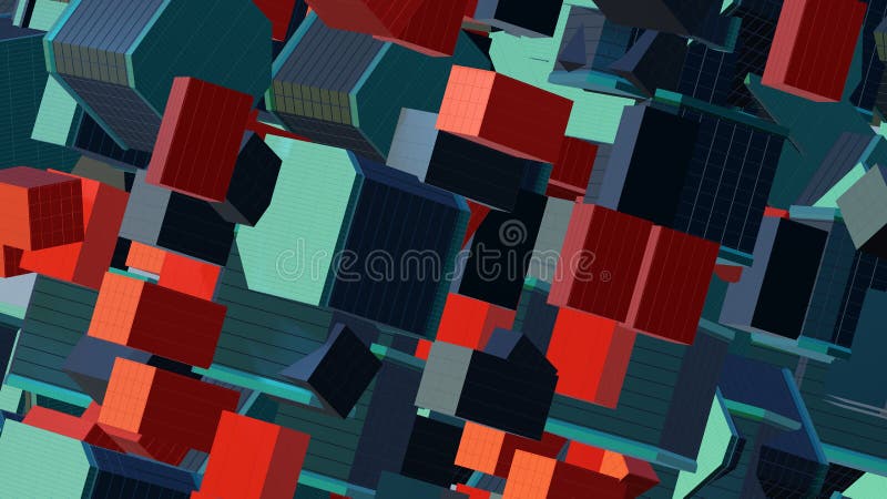 Abstract Architectural Composition Made of Cubes Stock Illustration ...
