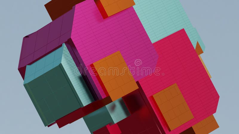 Abstract Architectural Composition Made of Cubes Stock Illustration ...