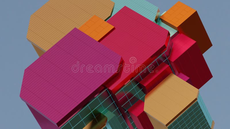 Abstract Architectural Composition Made of Cubes Stock Illustration ...