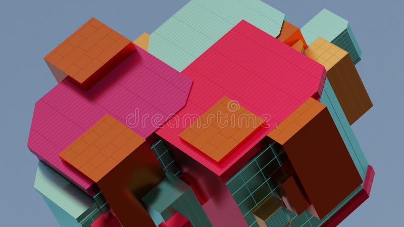 Abstract Architectural Composition Made of Cubes Stock Illustration ...