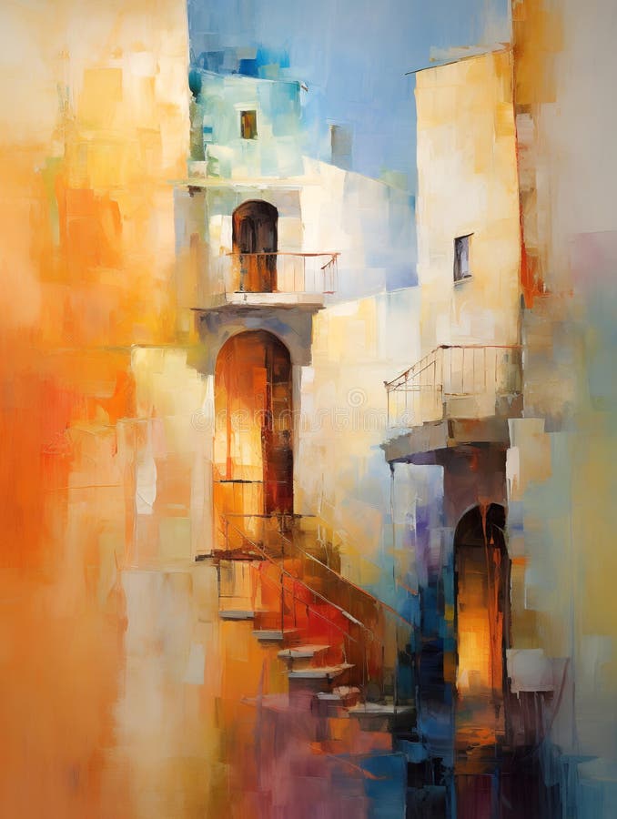 Abstract Architectural Composition. Oil Painting in Impressionism Style ... Abstract Architectural Composition. Oil Painting in Impressionism Style ...