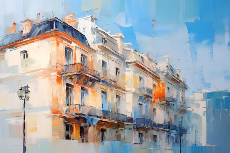 Abstract Architectural Composition. Oil Painting in Impressionism Style ...