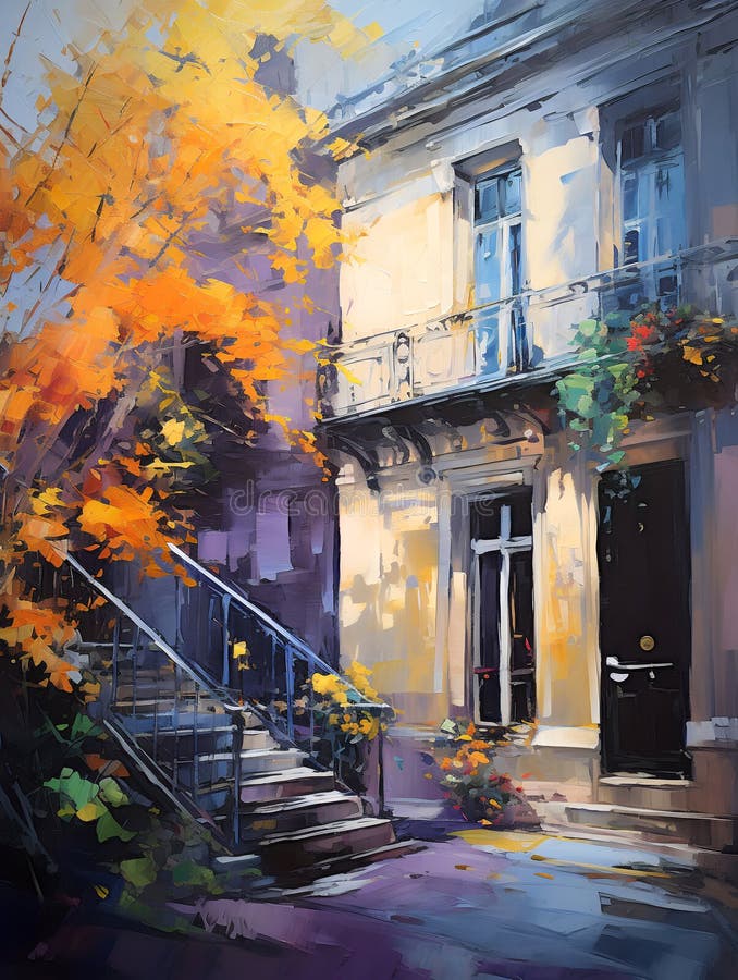 Abstract Architectural Composition. Oil Painting in Impressionism Style ...