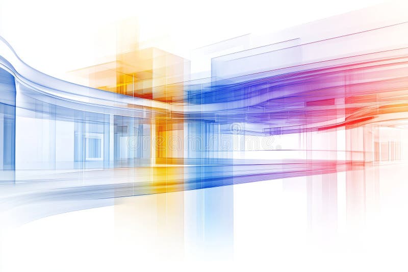 Abstract Architectural Concept with Colorful Translucent Lines. Stock ...