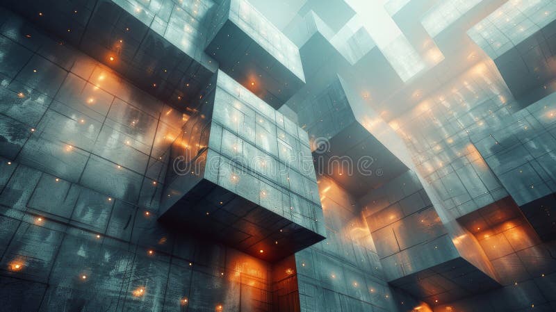 Abstract Architectural Construction Featuring Geometric Shapes and ...
