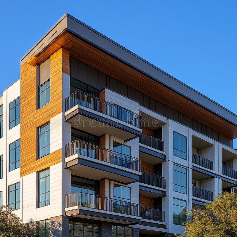 Abstract Architectural 3d Illustration of Modern Apartment Building ...