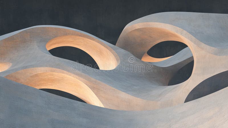 Abstract Architectural Design with Curved Arches and Textured Surfaces Stock Illustration ...
