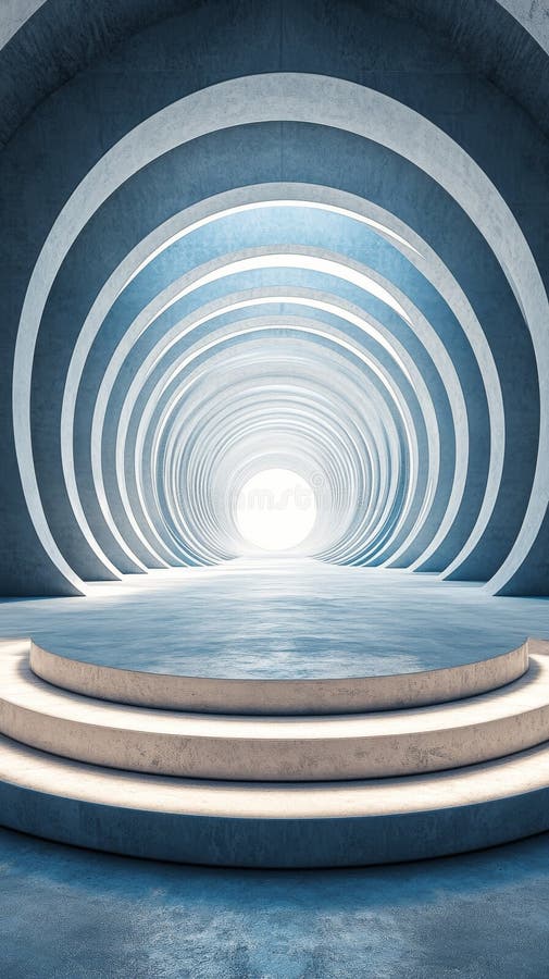 Abstract Architectural Design Featuring Concentric Circles and Luminous ...