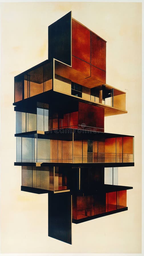 Abstract Architectural Design Featuring Layered Structures with a Mix ...