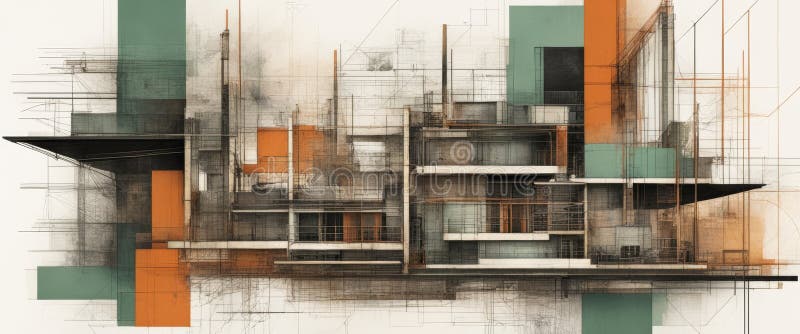 Abstract Architectural Design Featuring Overlapping Shapes and Lines ...