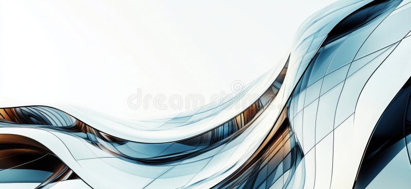 Abstract Architectural Design with Flowing Curves and Glass-like ...