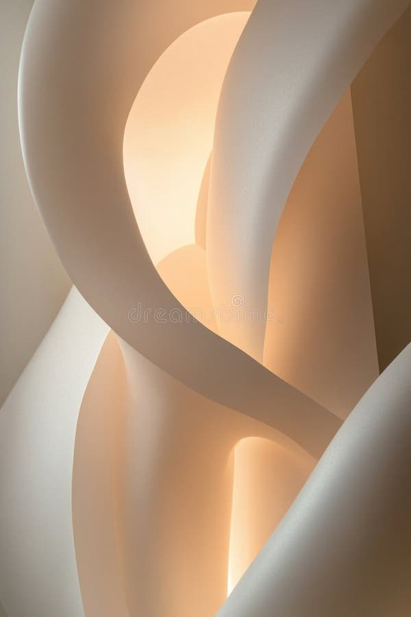 Abstract Architectural Design with Flowing White Shapes and Warm ...