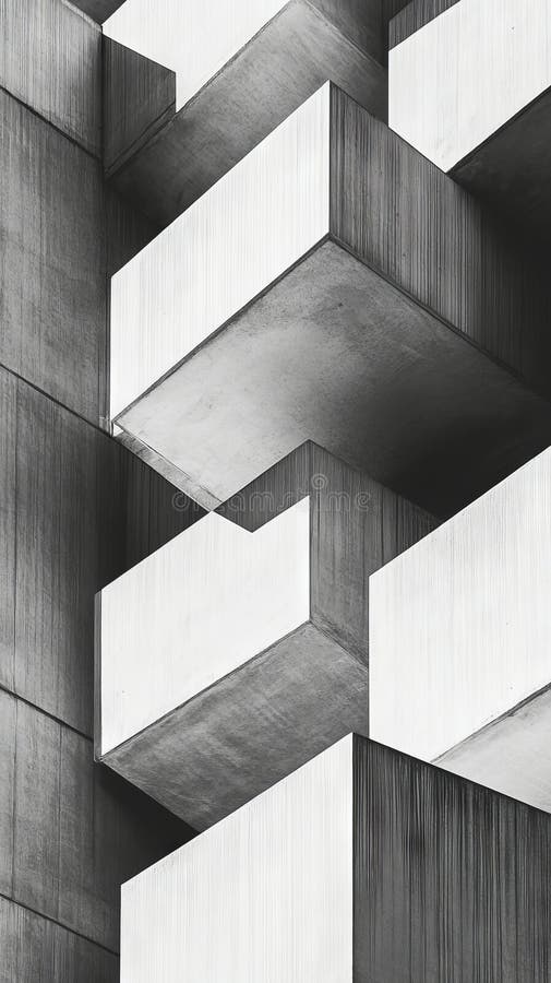Abstract Architectural Design with Geometric Concrete Blocks in Black ...