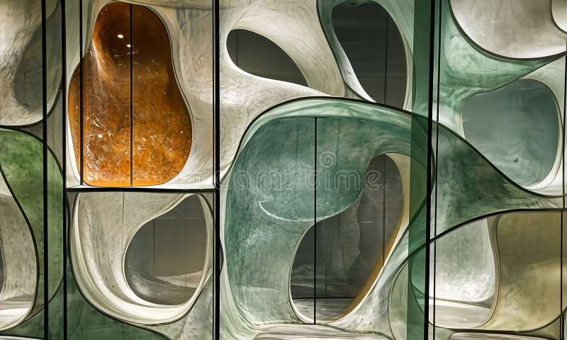 Abstract Architectural Design with Organic Forms and Stained Glass ...