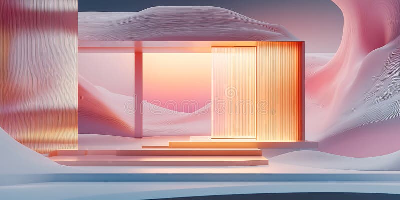 Abstract Architectural Design Pink Sunset Minimalist Background Stock ...