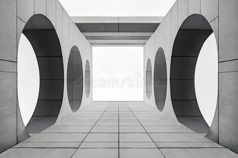 Abstract Architectural Design with Symmetrical Circular Cutouts in a ...