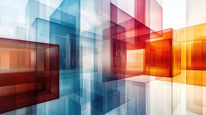 Abstract Architectural Design with Translucent Colorful Boxes Stock ...