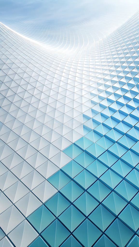 Abstract Architectural Design with Triangular Tiles in White and Blue ...